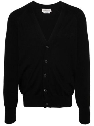Alexander McQueen cardigan en maille à logo brodé - Noir