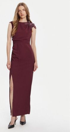 Rinascimento Rinascimento Abendkleid CFC0020094002 Dunkelrot Slim Fit