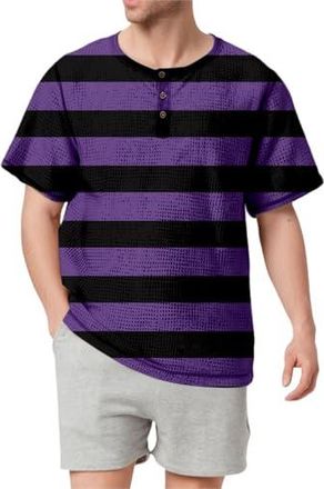 Generic T-shirt ray&eacute; &agrave; manches courtes pour homme 2026 pour entra&icirc;nement int&eacute;rieur et ext&eacute;rieur, violet, XXL