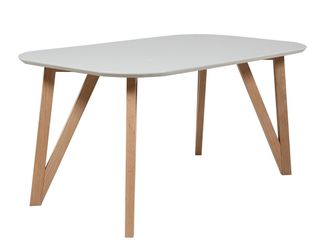 Salesfever Esszimmertisch Aino, K&uuml;chentisch in grau, 160 x 90 cm, furnierter Esstisch, pflegeleichter & Abgerundeter Holz-Tisch, FSC Zertifiziert