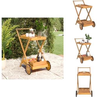 vidaXL Teewagen 54x87x90 cm Massivholz Akazie - Teewagen - Holzk&uuml;che - Servierwagen - Esstisch - Barwagen