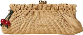 Twinset Femme, Sacs, Beige, Taille: ONE Size Pochette en raphia avec breloque cerise