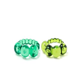 La Manso LA Manso, Femme, Accessoires, Vert, Taille: M Ranunculus Set of Two Rings