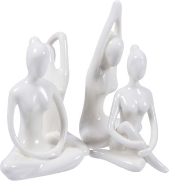 Pretyzoom Kreative Yoga Figur Keramik Wei&szlig;es Porzellanhandwerk Desktop Dekor M&auml;dchenform Ornament F&uuml;rs Zuhause