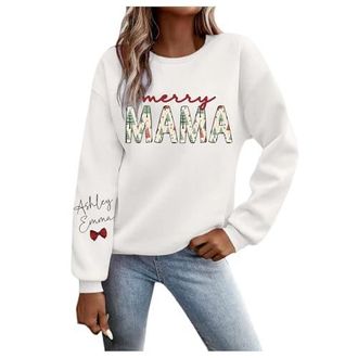 Generic Pull de Noel Femme Pull de Noël Moche Sweatshirt Décontracté pour Femme Imprimé de Lettres de Noël Col Rond Manches Longues Coupe Ample sans Capuche