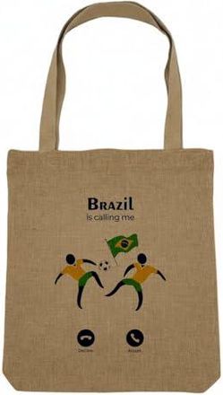 Fabulous Sac Shopping Tote Bag Aspect Lin - Brazil Is Calling Me Football Beach Sun - Sac de Courses Toile Epaisse 360g Beige Naturel Cabas Port&eacute; Epaule Solide
