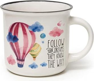 Legami Legami - Cappuccinotasse, Air Balloon Thema, New Bone China Porzellan, Take a Break Collection, Fassungsverm&ouml;gen 350 ml, sp&uuml;lmaschinenfest