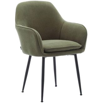 Sweeek Sweeek - Cord-Sessel mit mattschwarzen Metallfüßen, Cord, Khaki