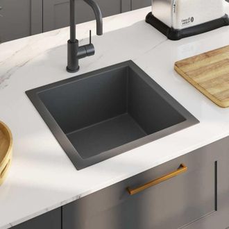 vidaXL Handgefertigte K&uuml;chensp&uuml;le Schwarz Edelstahl Vidaxl