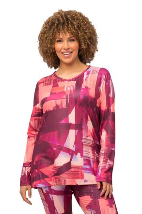 Ulla Popken Damen Ski-Funktionsshirt Abstrakt, Loop T-Shirt, Purpurrot, 42-44
