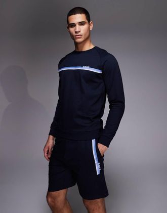 Boss Orange by Hugo Boss BOSS Bodywear - Authentic - Lounge-Shorts in Marineblau mit Streifen und Logo
