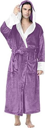 Generic Peignoir pour homme - Col doux et chaud - Long peignoir de chambre - V&ecirc;tement de d&eacute;tente et de nuit - Pyjama en flanelle - Confortable - Robe de carna