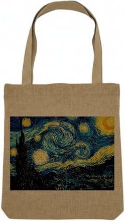Fabulous Sac Shopping Tote Bag Aspect Lin - Van Gogh Nuit Etoilees Peinture Post-Impressionnisme - Sac de Courses Toile Epaisse 360g Beige Naturel Cabas Port&eacute; 