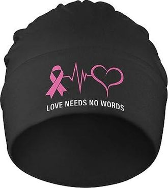 Generic Homme Femme Bonnets Tricot&eacute; lamour na Pas Besoin De Mots : Sensibilisation Au Cancer du Sein Bonnets De Ski Mode Bonnet &Agrave; Revers Classique Hiver Chape