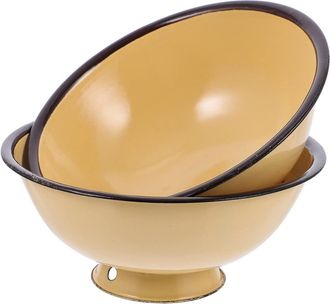 PartyKindom 2stücke Emaille-schale Für Suppe Haushalts-reisschüssel Küchengeschirr Salatschale Feine Verarbeitung Glatte Öffnung Einfach Zu Reinigen