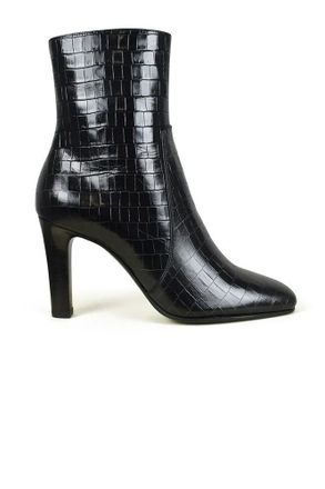 Saint Laurent Stiefel - Shiny Crocodile-Embossed Leather Ankle Boots - Gr. 35,5 (EU) - in Schwarz - f&uuml;r Damen