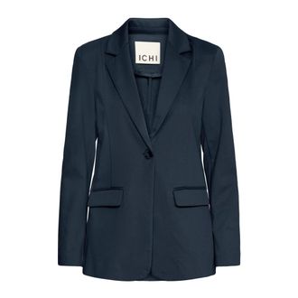 Ichi Ichi, Femme, Vestes, Bleu, Taille: 36 FR &Eacute;l&eacute;gant Blazer Long Total Eclipse