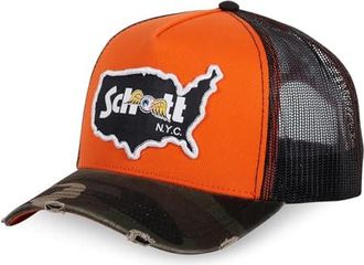 Von Dutch Casquette Homme & Femme x Schott, Casquette Trucker Ajustable avec Snapback TU