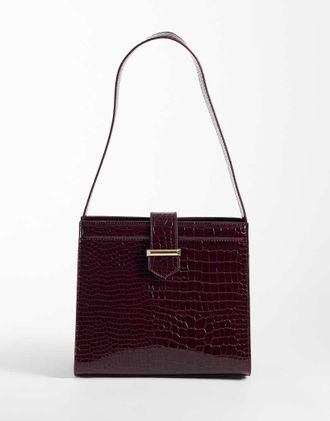 Glamorous Sac port&eacute; &eacute;paule effet croco - Bordeaux-Rouge