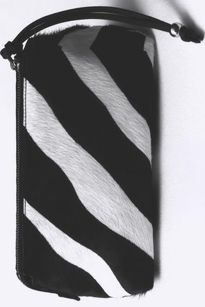 Mango Trousse de toilette cuir et effet fourrure z&eacute;br&eacute;e noir - Femme - Taille unique - MANGO