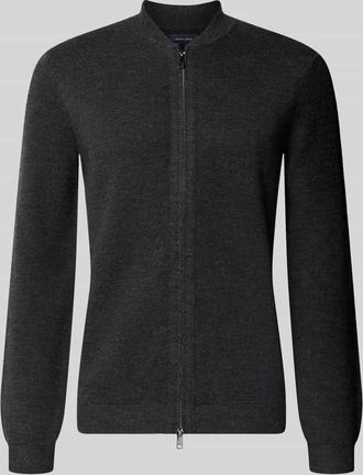 Christian Berg Slim Fit Strickjacke aus Baumwoll-Mix mit Stehkragen