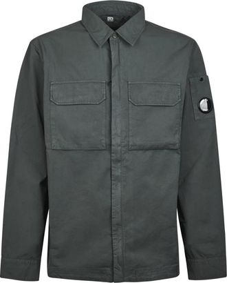 C.P. Company Gabardine Overshirt mit Rei&szlig;verschluss und Linse - - Jackets - Herren - Grau - M