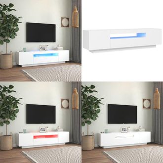 vidaXL Vidaxl - TV-Schrank mit LED-Leuchten Wei&szlig; 160x35x40 cm - tv Schrank - Holzwerkstoff M&ouml;bel - Wei&szlig;er tv Stand - led Beleuchtung - Wohnzimmer Deko