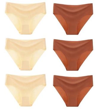 Generic Lot de 6 culottes de bikini invisibles pour femme - Douces et confortables - Taille basse - Sans ligne - Soyeux, 6 pi&egrave;ces-C, XL