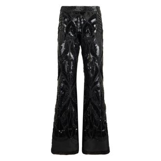 Alberta Ferretti Palazzo-Hose mit Zierprint - - Trousers - Damen - Schwarzk - S