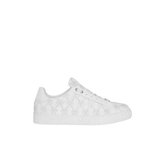 Philipp Plein Femme, Chaussures, Blanc, Taille: 39 EU Low-Top Carson Monogram Strass Baskets