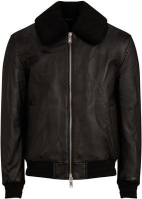 Moose Knuckles Blouson en cuir &agrave; col sherpa