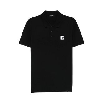 Balmain Besticktes Baumwoll-Polo - - Tops - Herren - Schwarzk - 2XL