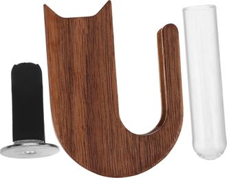 Lurrose Elegante Auto blumenvase aus Walnussholz mit Magnetclip Stilvolle Lüftungsschlitz Dekoration für Innenraum Hydroponische Blumenhalterung Ästhetisches 