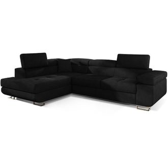 Les Tendances Les Tendances - Canap&eacute; dangle gauche convertible tissu noir Marka 275cm
