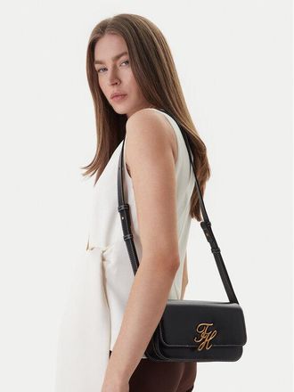 Tommy Hilfiger Handtasche Th Script Flap Crossover AW0AW18399 Schwarz