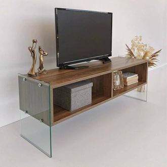 Dmora TV-Regal Algorab 120x35x45 cm Braun 2 Regale 3 F&auml;cher