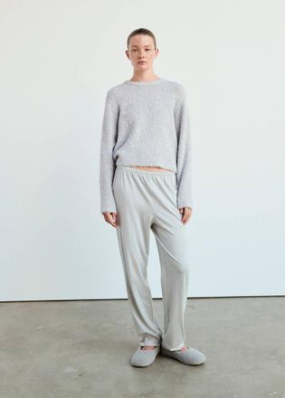 Mango Pull-over tissu bouclette col rond gris - Femme - S - MANGO