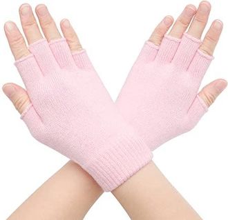 ZLYC Mitaines dhiver en laine tricotée pour femme, Rose uni., taille unique