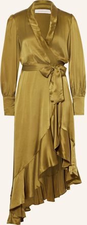 Zimmermann Wickelkleid Aus Seide Mit Volants gruen