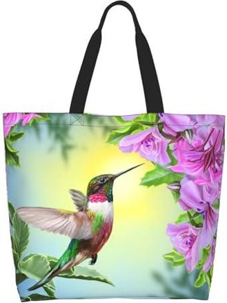 Generic Fleur De Colibri Oiseau Brillant Sac Fourre-Tout R&eacute;utilisable Sacs Grand Sac A Main Femmes Pour Voyage Universit&eacute; Gym
