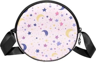 Generic Petit sac &agrave; bandouli&egrave;re rond pour femme, sac &agrave; bandouli&egrave;re esth&eacute;tique avec fermeture &eacute;clair, bretelles r&eacute;glables, sac &agrave; main rond d&eacute;contract&eacute; pour fem