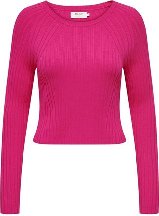 Only Geripptes Crop Strickoberteil - - Knitwear - Damen - Rosa - M