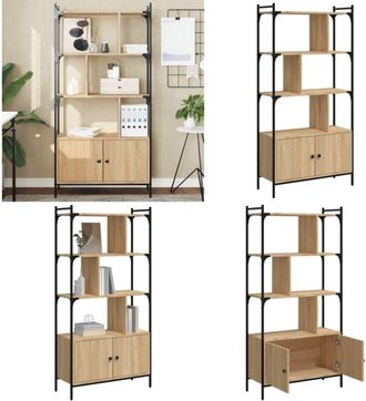 vidaXL Vidaxl - Biblioth&egrave;que avec portes ch&ecirc;ne sonoma 76,5x30x154,5 cm - Biblioth&egrave;que Murale - Biblioth&egrave;que Design - Biblioth&egrave;que Moderne - &Eacute;tag&egrave;re Ouverte