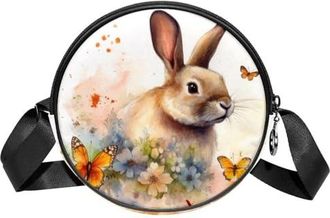 Generic Petit sac &agrave; bandouli&egrave;re circulaire pour femme, petit sac &agrave; bandouli&egrave;re avec fermeture &eacute;clair, bretelles r&eacute;glables, sac &agrave; main rond d&eacute;contract&eacute; pour fe