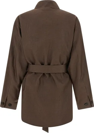 Kiton Linen Blend Wrap Blazer - Brown