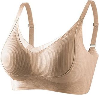 Generic Soutien-gorge 2026 pour femme - Soutien souple - Bonnet fixe - Petite poitrine fronc&eacute;e - Dos de sport, kaki, XXL