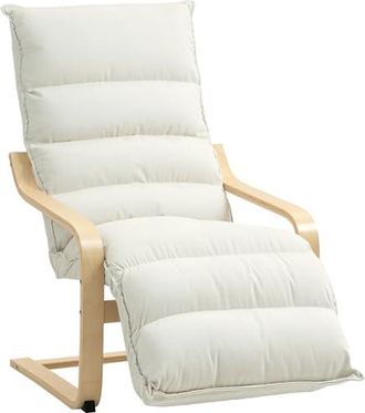 HOMCOM Fauteuil Salon, Fauteuil dappoint Moderne en Velours avec Repose-Pieds r&eacute;glable, Assise rembourr&eacute;e, Dossier Haut et Structure en Bois, Chaise de Salon