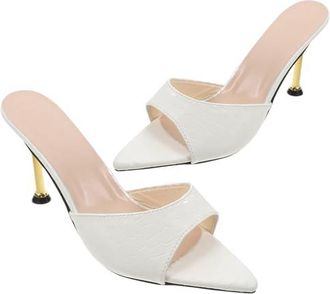 UPKOCH Sandales &agrave; Talons Pointus Blanches pour Femme &Eacute;l&eacute;gantes et Confortables pour F&ecirc;te et Usage Quotidien