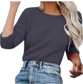 Generic Uwdiohq Fuzzy Sweater for Women Cowl Neck Long Sleeve Sweaters Womens Fashionable Pullovers Barboteuses pour Femmes Plus (Grey, L) Pulls Femme Pull Co