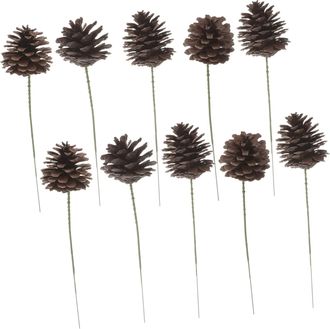 SOLUSTRE 20 St&uuml;ck Teiliges Gro&szlig;e Kiefernzapfen mit Drahtstiel Langlebige Weihnachtsdeko f&uuml;r Kr&auml;nze Blumenarrangements Weihnachtsbaumzweige Lebensechte Farbinte